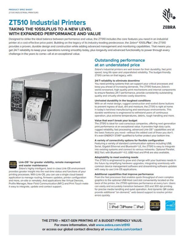 Zebra ZT510 Industrial Printer - Weber Labels UK