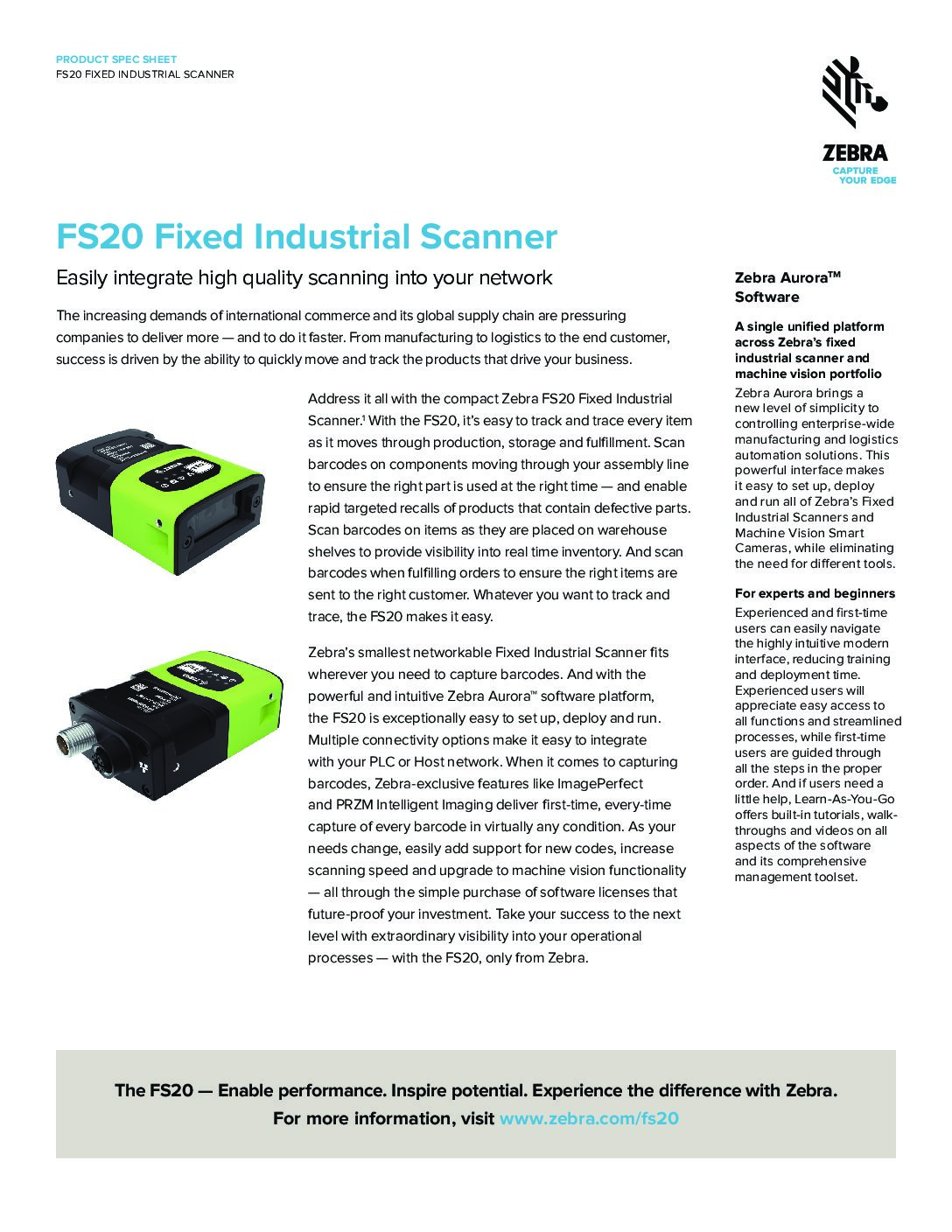 Zebra FS20 Spec Sheet - Weber Labels UK