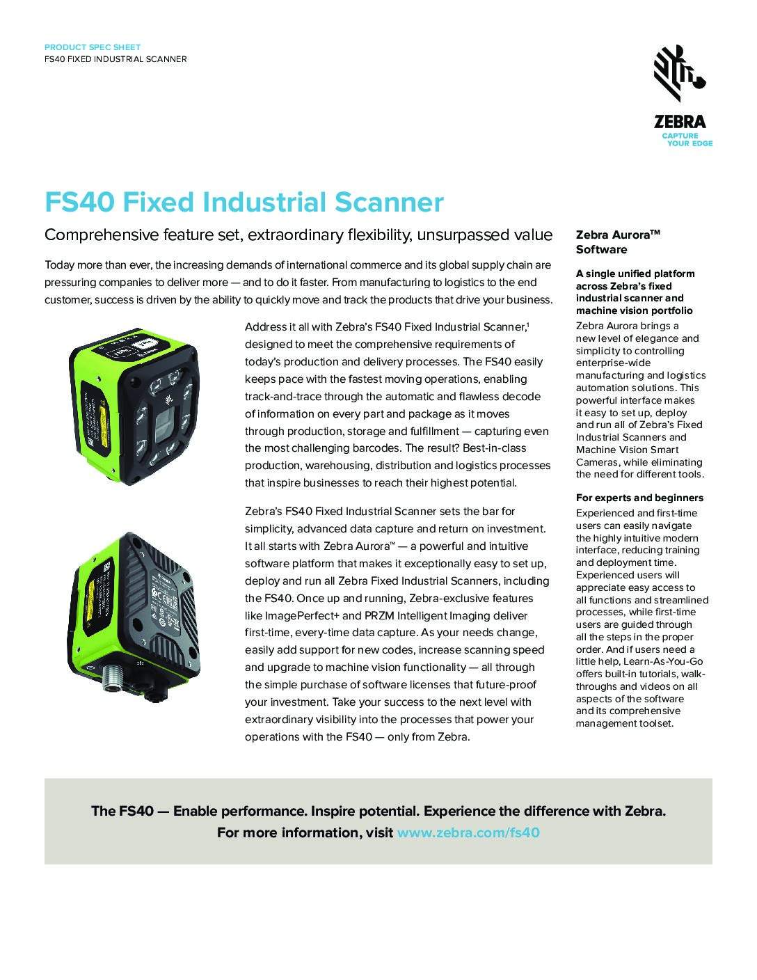 Zebra FS40 Spec Sheet - Weber Labels UK